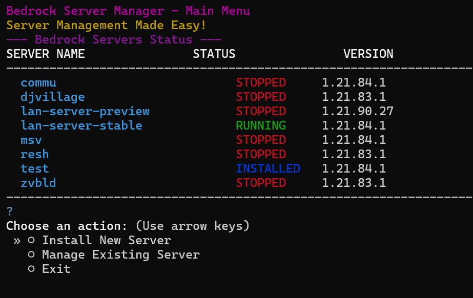 bedrock-server-manager · PyPI