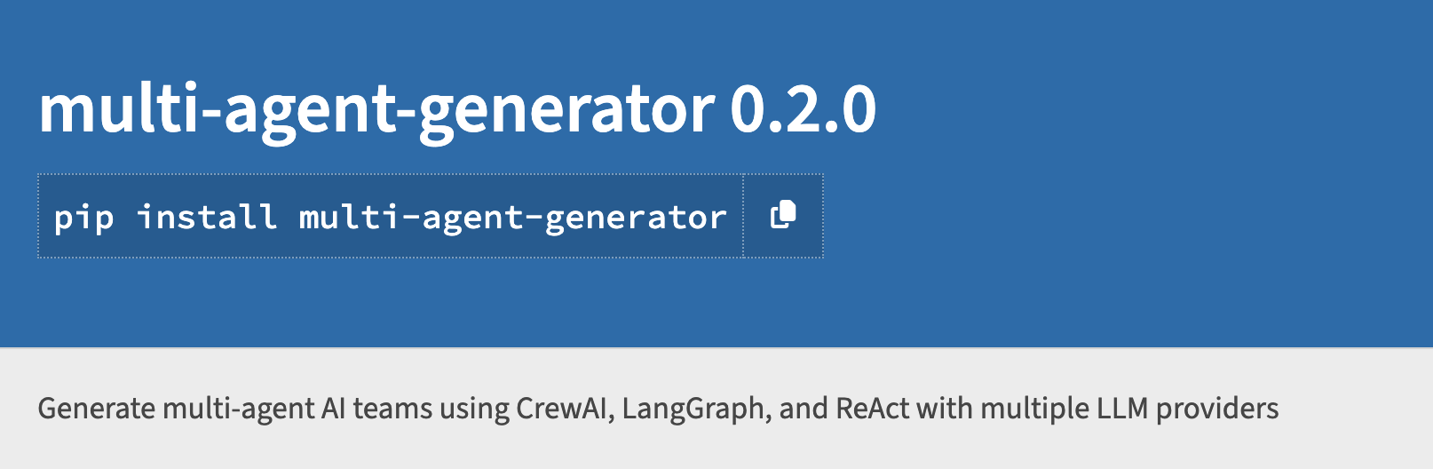 multi-agent-generator · PyPI