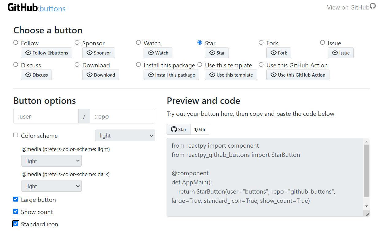 Reactpy Github Buttons · Pypi 