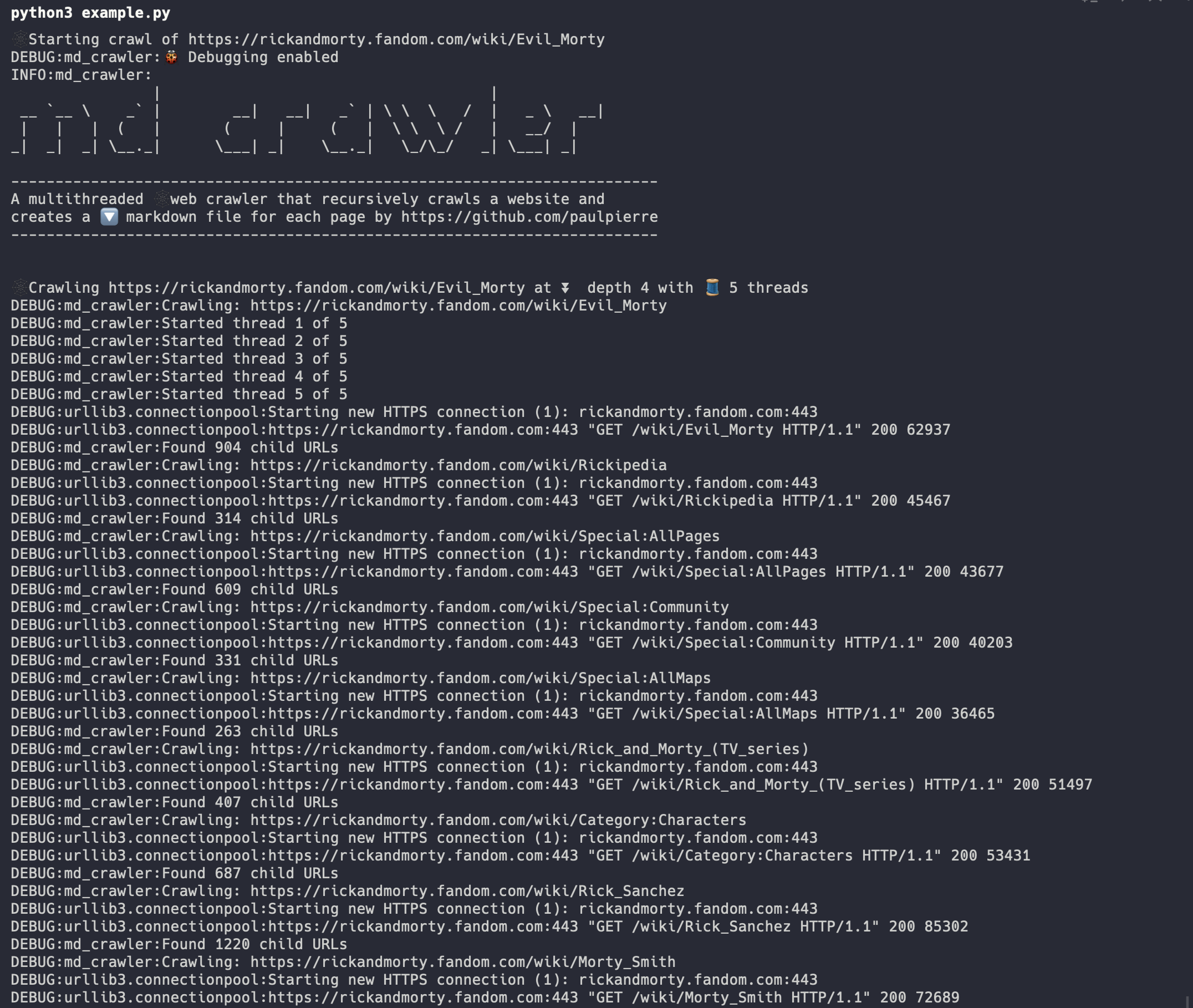 Markdown Crawler · Pypi