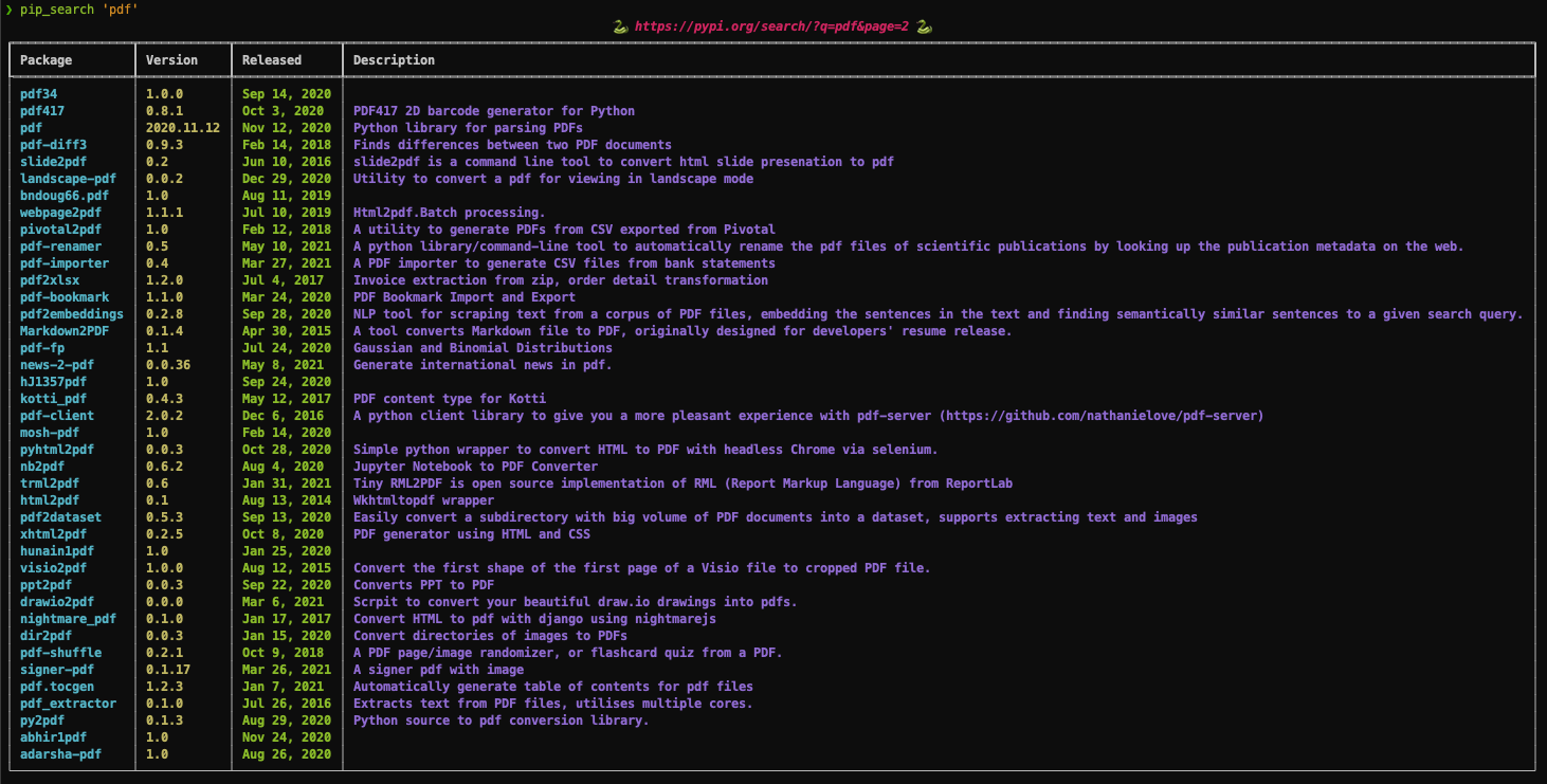 pip-search-color·PyPI